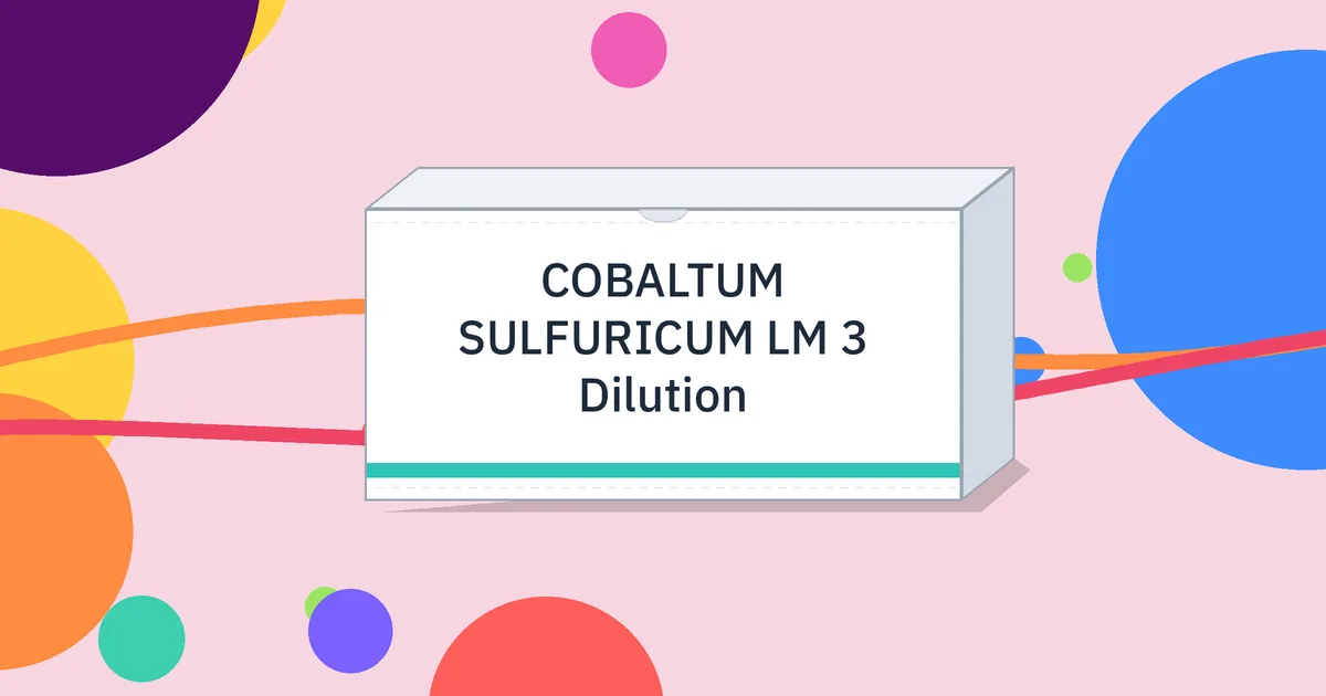 Symbolbild: Packung mit der Aufschrift COBALTUM SULFURICUM LM 3 Dilution (PZN 12824404) – Verfügbarkeit und Bezug in Apotheken in Frankfurt am Main