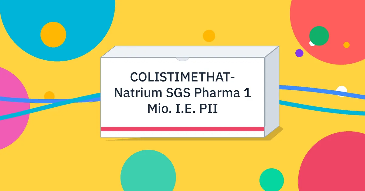 Symbolbild: Packung mit der Aufschrift COLISTIMETHAT-Natrium SGS Pharma 1 Mio. I.E. PII (PZN 20313072) – Verfügbarkeit und Bezug in Apotheken in Frankfurt am Main