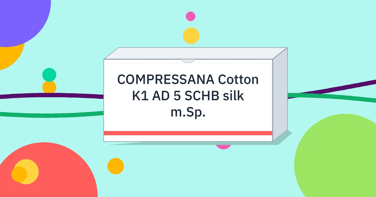 Symbolbild: Packung mit der Aufschrift COMPRESSANA Cotton K1 AD 5 SCHB silk m.Sp. (PZN 16959070) – Verfügbarkeit und Bezug in Apotheken in Frankfurt am Main