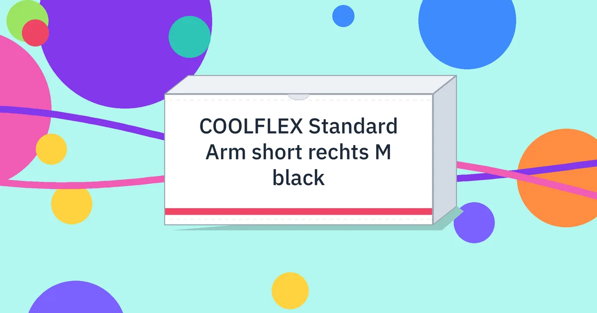 Symbolbild: Packung mit der Aufschrift COOLFLEX Standard Arm short rechts M black (PZN 20382529) – Verfügbarkeit und Bezug in Apotheken in Frankfurt am Main