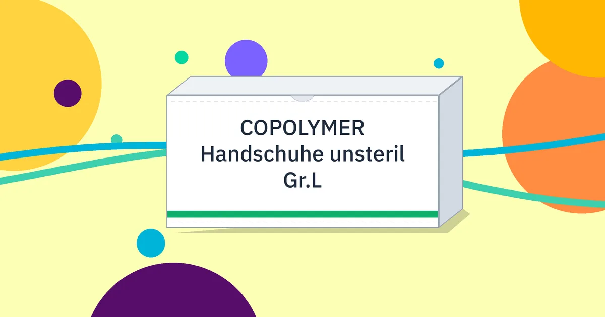 Symbolbild: Packung mit der Aufschrift COPOLYMER Handschuhe unsteril Gr.L (PZN 09619132) – Verfügbarkeit und Bezug in Apotheken in Frankfurt am Main