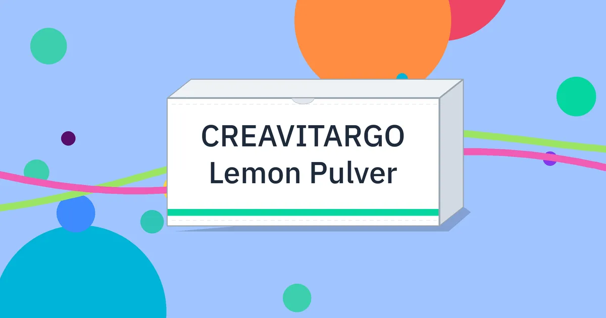 Symbolbild: Packung mit der Aufschrift CREAVITARGO Lemon Pulver (PZN 06949975) – Verfügbarkeit und Bezug in Apotheken in Frankfurt am Main