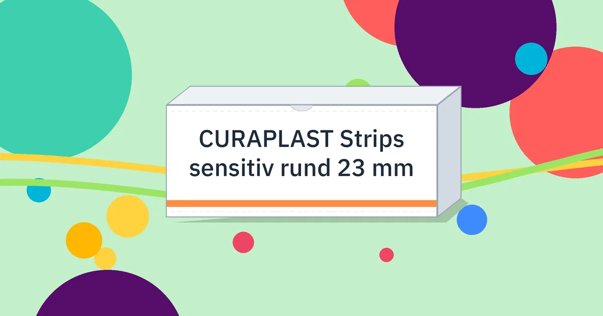 Symbolbild: Packung mit der Aufschrift CURAPLAST Strips sensitiv rund 23 mm (PZN 07632921) – Verfügbarkeit und Bezug in Apotheken in Frankfurt am Main