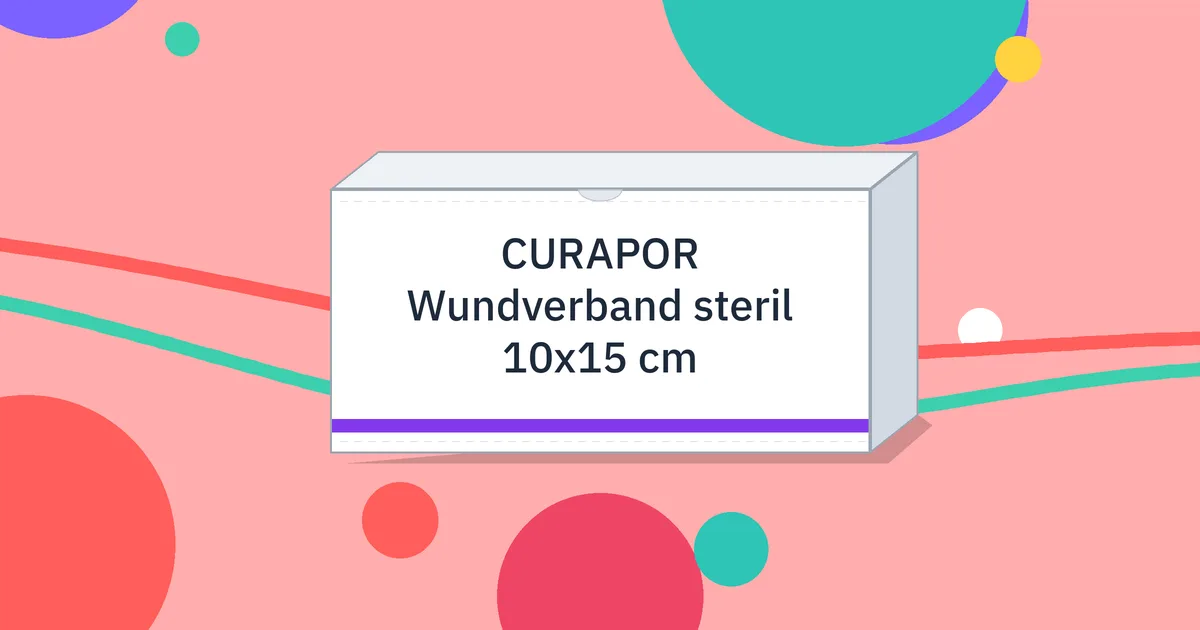 Symbolbild: Packung mit der Aufschrift CURAPOR Wundverband steril 10x15 cm (PZN 00668212) – Verfügbarkeit und Bezug in Apotheken in Frankfurt am Main