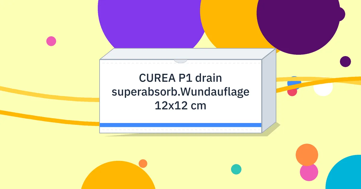 Symbolbild: Packung mit der Aufschrift CUREA P1 drain superabsorb.Wundauflage 12x12 cm (PZN 06563477) – Verfügbarkeit und Bezug in Apotheken in Frankfurt am Main