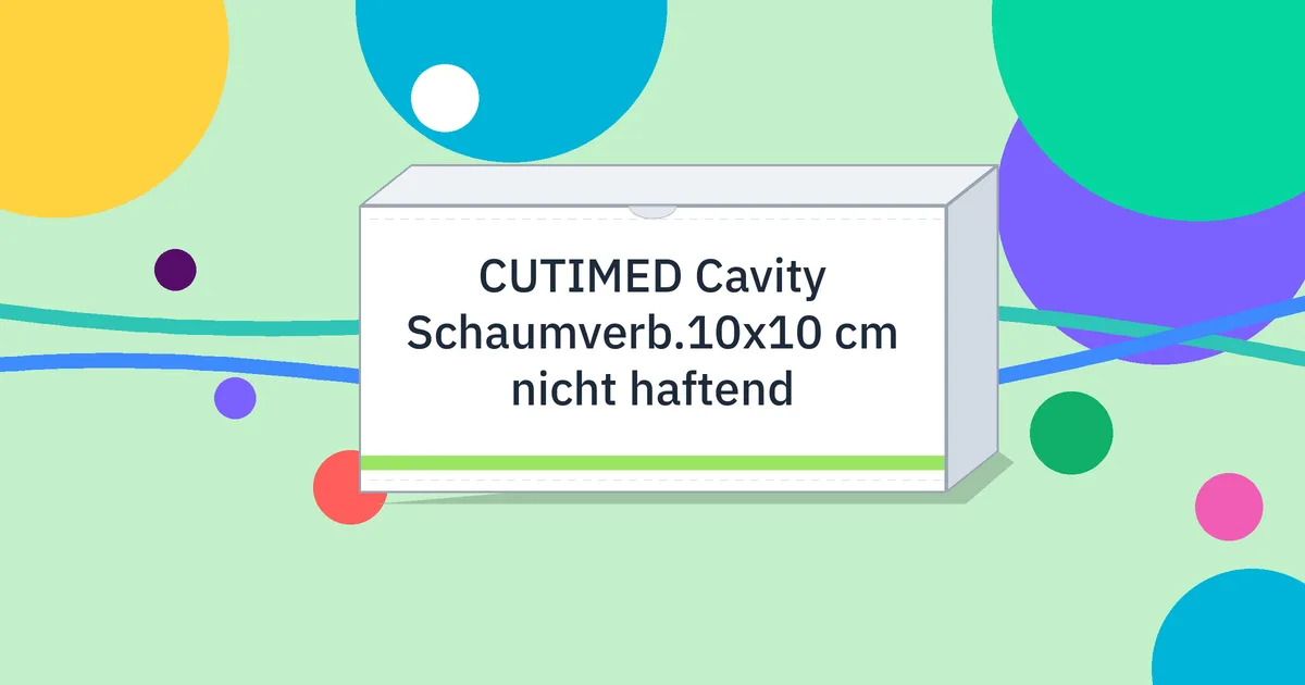Symbolbild: Packung mit der Aufschrift CUTIMED Cavity Schaumverb.10x10 cm nicht haftend (PZN 12654899) – Verfügbarkeit und Bezug in Apotheken in Frankfurt am Main