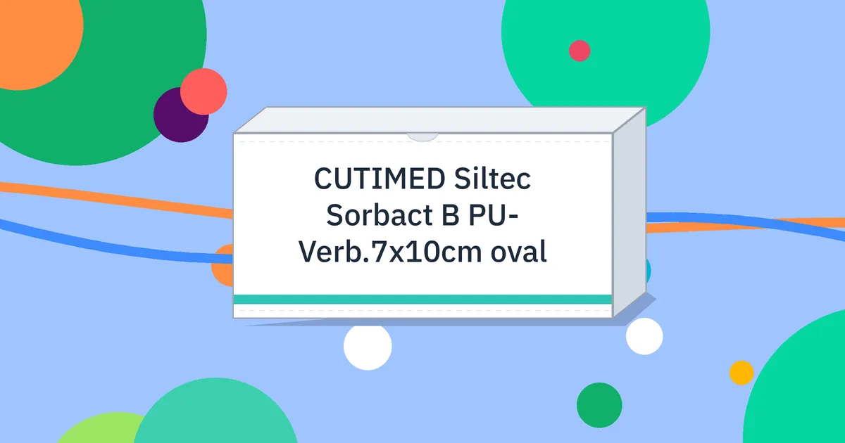 Symbolbild: Packung mit der Aufschrift CUTIMED Siltec Sorbact B PU-Verb.7x10cm oval (PZN 13574429) – Verfügbarkeit und Bezug in Apotheken in Frankfurt am Main