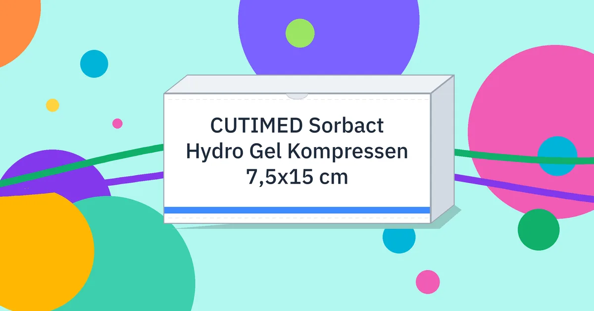 Symbolbild: Packung mit der Aufschrift CUTIMED Sorbact Hydro Gel Kompressen 7,5x15 cm (PZN 20135860) – Verfügbarkeit und Bezug in Apotheken in Frankfurt am Main
