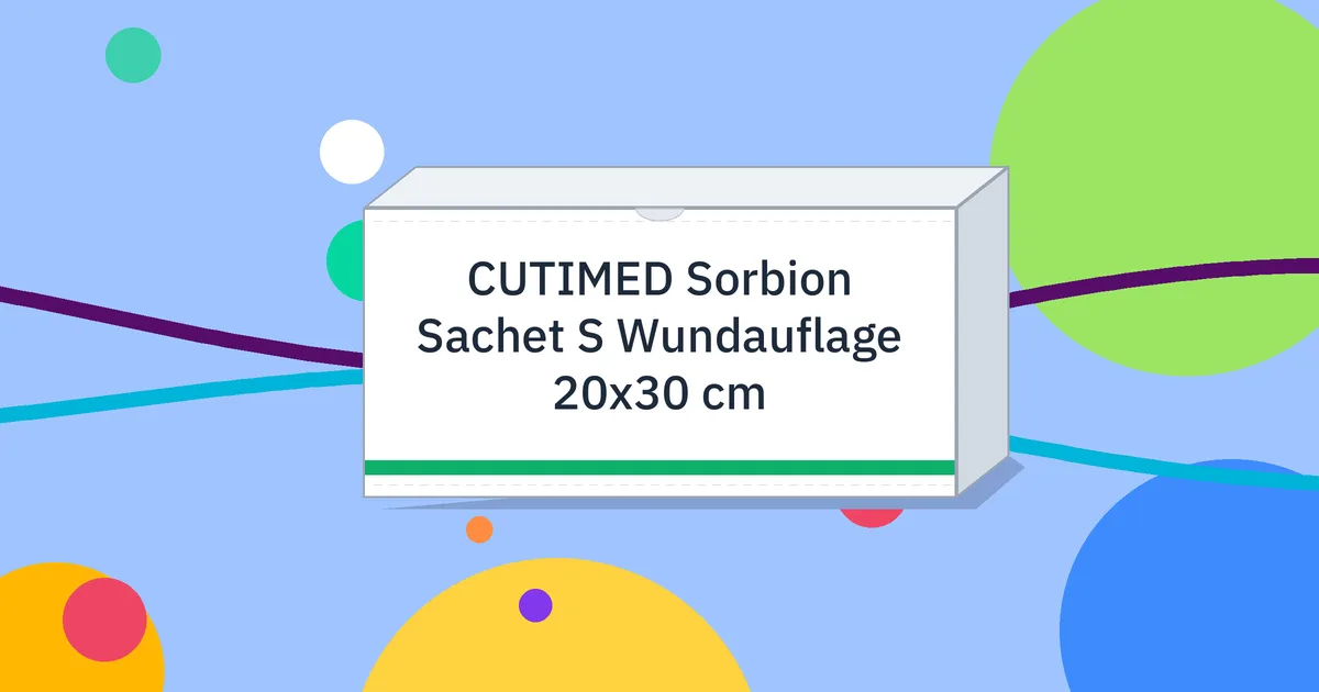 Symbolbild: Packung mit der Aufschrift CUTIMED Sorbion Sachet S Wundauflage 20x30 cm (PZN 16788964) – Verfügbarkeit und Bezug in Apotheken in Frankfurt am Main