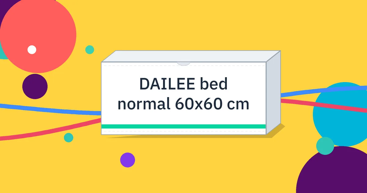 Symbolbild: Packung mit der Aufschrift DAILEE bed normal 60x60 cm (PZN 19510844) – Verfügbarkeit und Bezug in Apotheken in Frankfurt am Main