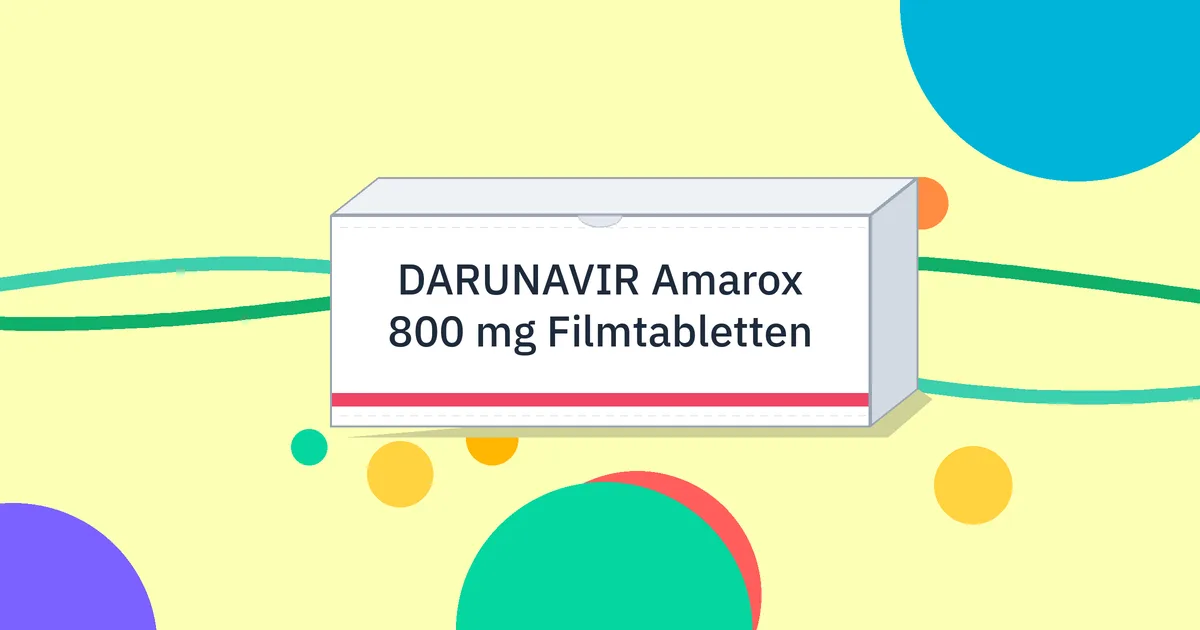 Symbolbild: Packung mit der Aufschrift DARUNAVIR Amarox 800 mg Filmtabletten (PZN 17201381) – Verfügbarkeit und Bezug in Apotheken in Frankfurt am Main