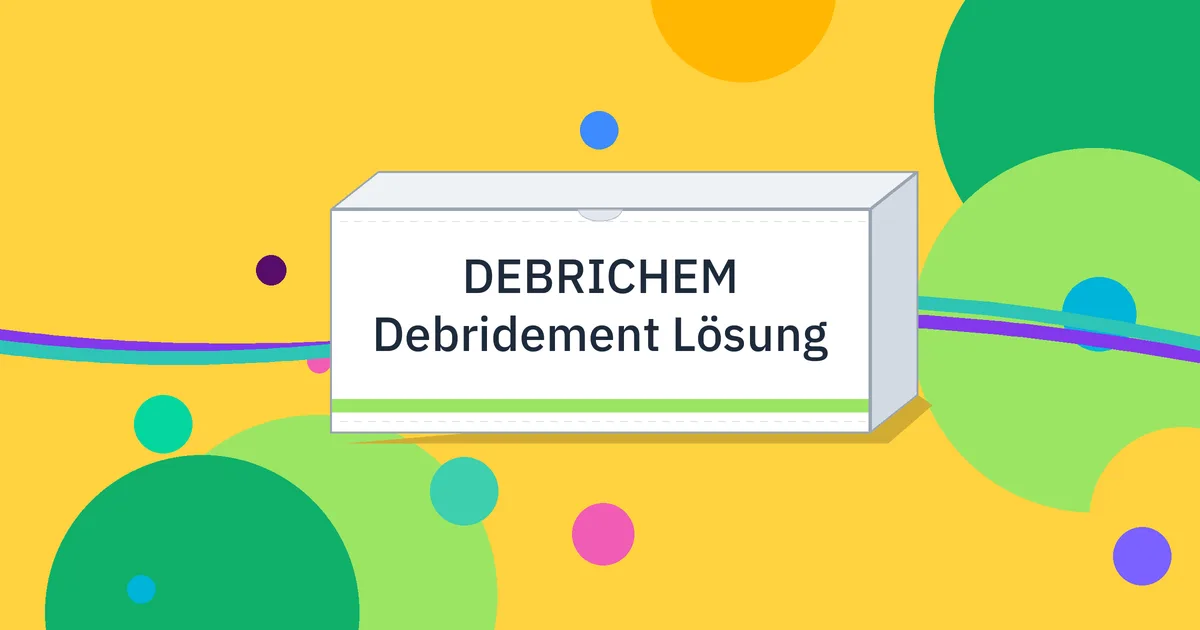 Symbolbild: Packung mit der Aufschrift DEBRICHEM Debridement Lösung (PZN 20084418) – Verfügbarkeit und Bezug in Apotheken in Frankfurt am Main