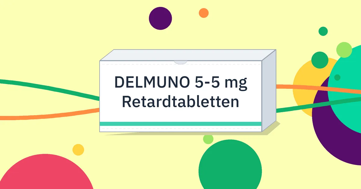 Symbolbild: Packung mit der Aufschrift DELMUNO 5-5 mg Retardtabletten (PZN 16971384) – Verfügbarkeit und Bezug in Apotheken in Frankfurt am Main