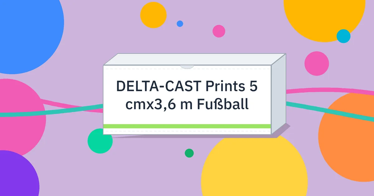 Symbolbild: Packung mit der Aufschrift DELTA-CAST Prints 5 cmx3,6 m Fußball (PZN 00368970) – Verfügbarkeit und Bezug in Apotheken in Frankfurt am Main