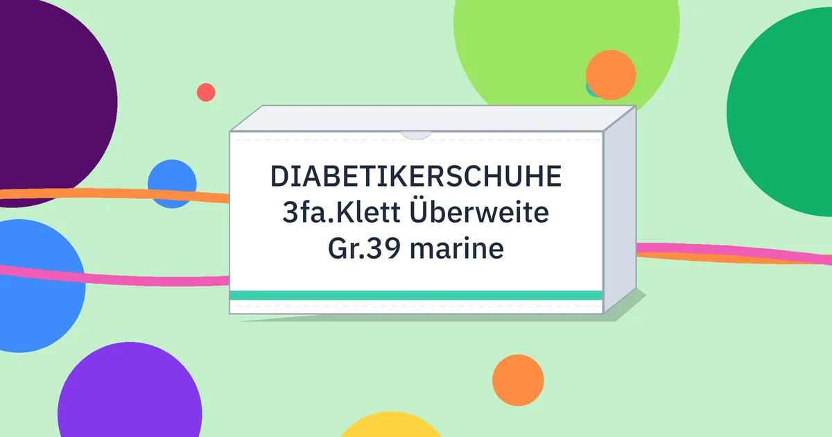Symbolbild: Packung mit der Aufschrift DIABETIKERSCHUHE 3fa.Klett Überweite Gr.39 marine (PZN 13920825) – Verfügbarkeit und Bezug in Apotheken in Frankfurt am Main