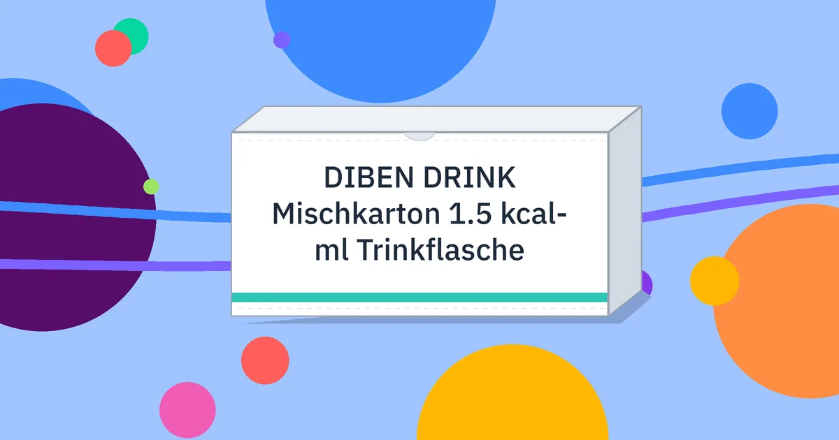 Symbolbild: Packung mit der Aufschrift DIBEN DRINK Mischkarton 1.5 kcal-ml Trinkflasche (PZN 19750850) – Verfügbarkeit und Bezug in Apotheken in Frankfurt am Main