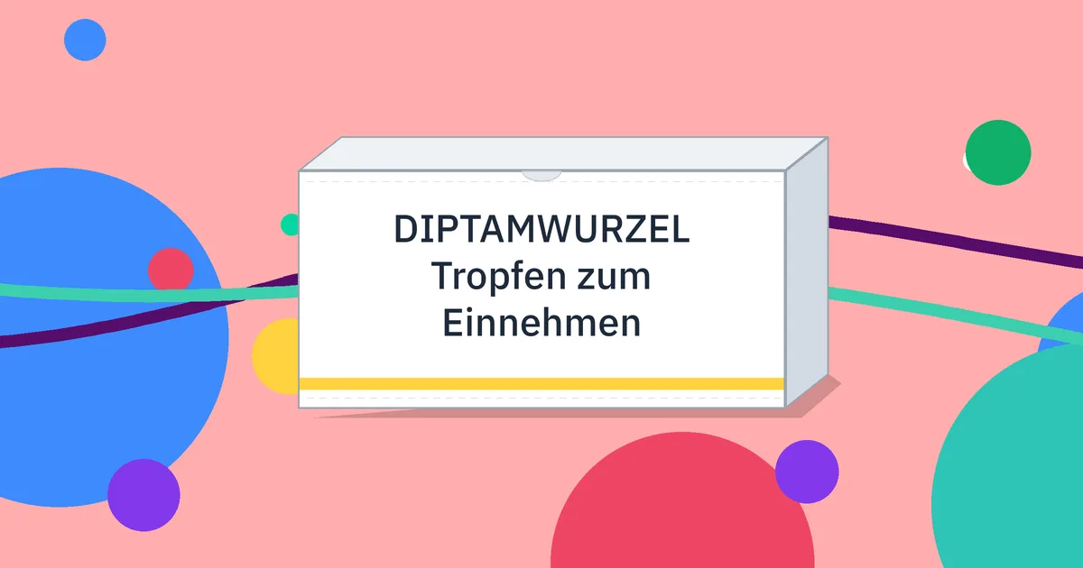 Symbolbild: Packung mit der Aufschrift DIPTAMWURZEL Tropfen zum Einnehmen (PZN 11866487) – Verfügbarkeit und Bezug in Apotheken in Frankfurt am Main