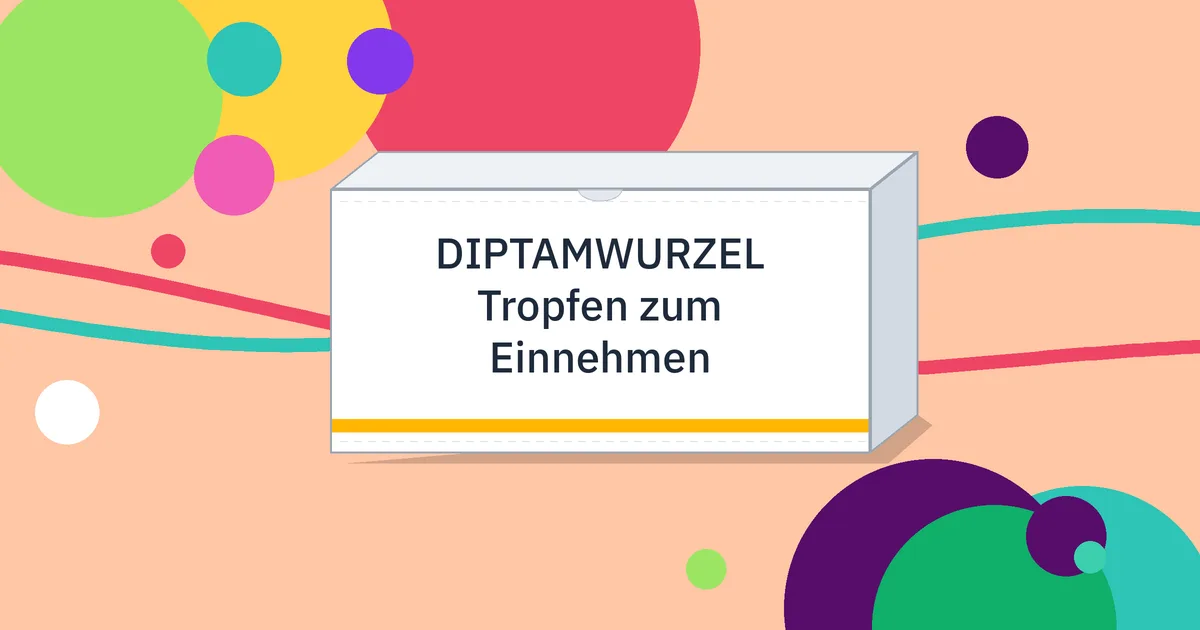 Symbolbild: Packung mit der Aufschrift DIPTAMWURZEL Tropfen zum Einnehmen (PZN 11866470) – Verfügbarkeit und Bezug in Apotheken in Frankfurt am Main