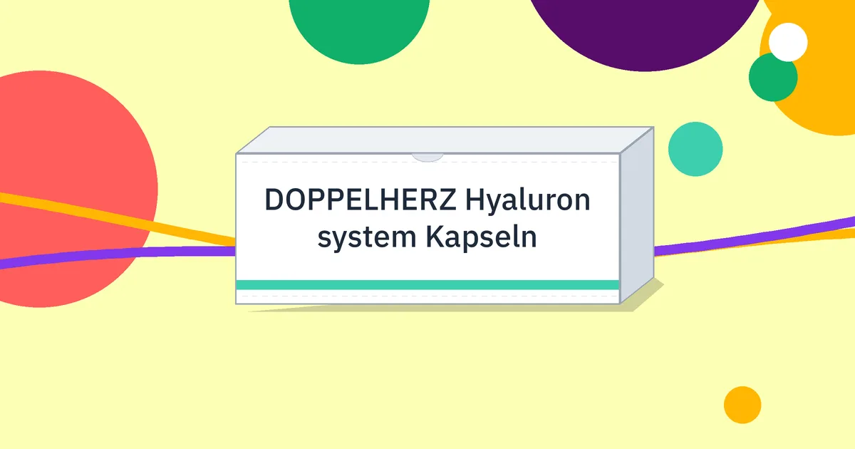 Symbolbild: Packung mit der Aufschrift DOPPELHERZ Hyaluron system Kapseln (PZN 10757454) – Verfügbarkeit und Bezug in Apotheken in Frankfurt am Main