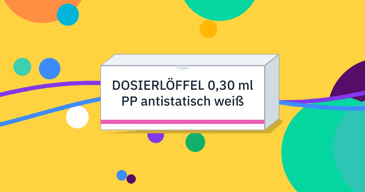 Symbolbild: Packung mit der Aufschrift DOSIERLÖFFEL 0,30 ml PP antistatisch weiß (PZN 18188033) – Verfügbarkeit und Bezug in Apotheken in Frankfurt am Main