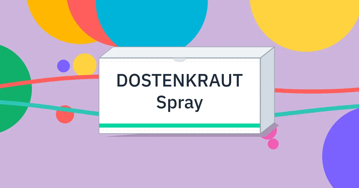 Symbolbild: Packung mit der Aufschrift DOSTENKRAUT Spray (PZN 11712382) – Verfügbarkeit und Bezug in Apotheken in Frankfurt am Main