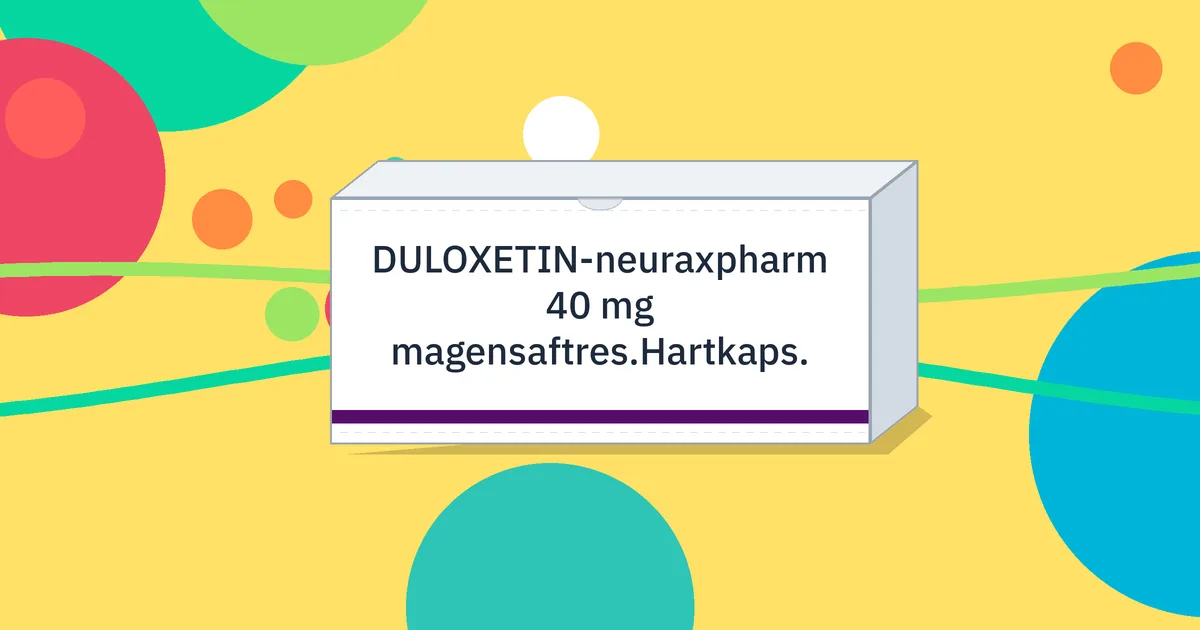 Symbolbild: Packung mit der Aufschrift DULOXETIN-neuraxpharm 40 mg magensaftres.Hartkaps. (PZN 13502163) – Verfügbarkeit und Bezug in Apotheken in Frankfurt am Main
