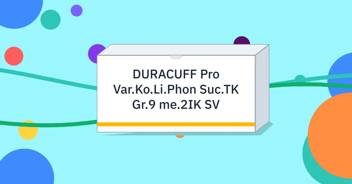 Symbolbild: Packung mit der Aufschrift DURACUFF Pro Var.Ko.Li.Phon Suc.TK Gr.9 me.2IK SV (PZN 19245394) – Verfügbarkeit und Bezug in Apotheken in Frankfurt am Main