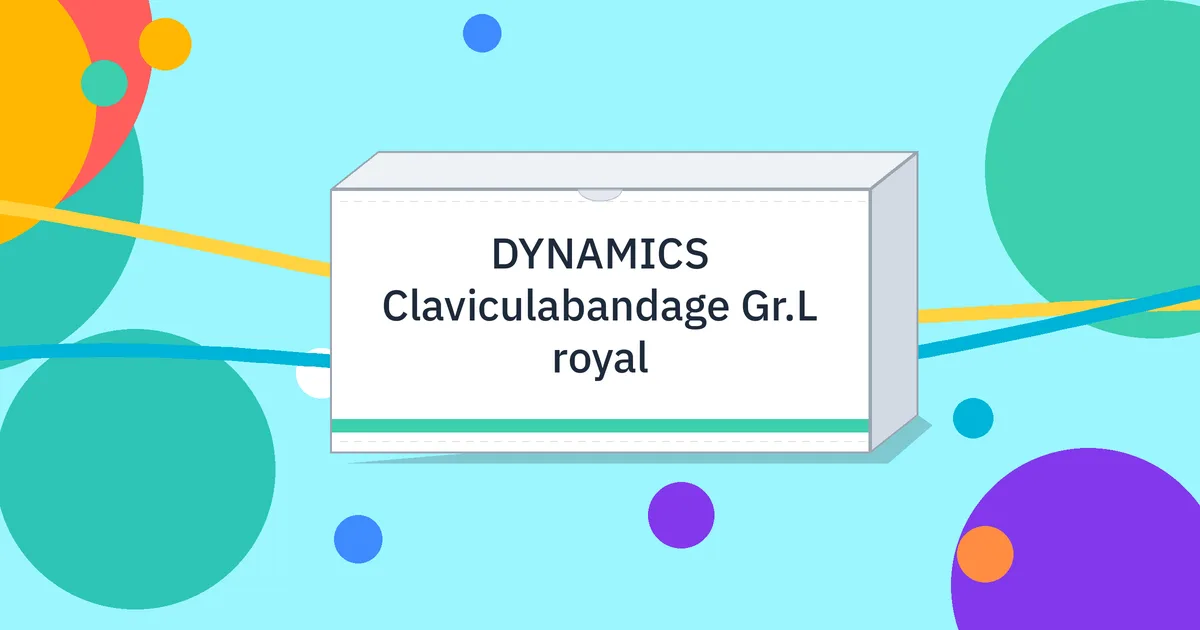 Symbolbild: Packung mit der Aufschrift DYNAMICS Claviculabandage Gr.L royal (PZN 10631865) – Verfügbarkeit und Bezug in Apotheken in Frankfurt am Main