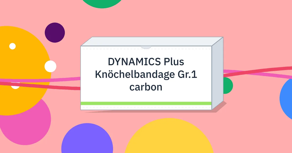 Symbolbild: Packung mit der Aufschrift DYNAMICS Plus Knöchelbandage Gr.1 carbon (PZN 10635366) – Verfügbarkeit und Bezug in Apotheken in Frankfurt am Main