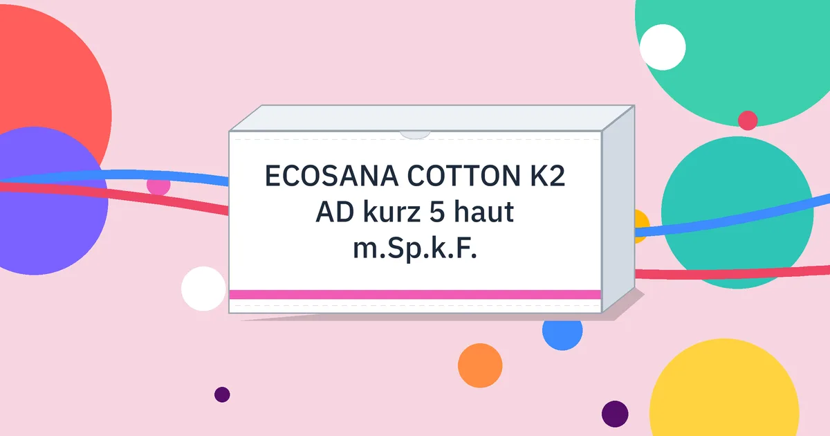 Symbolbild: Packung mit der Aufschrift ECOSANA COTTON K2 AD kurz 5 haut m.Sp.k.F. (PZN 16948155) – Verfügbarkeit und Bezug in Apotheken in Frankfurt am Main