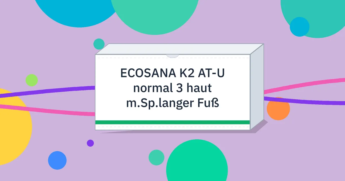 Symbolbild: Packung mit der Aufschrift ECOSANA K2 AT-U normal 3 haut m.Sp.langer Fuß (PZN 10956461) – Verfügbarkeit und Bezug in Apotheken in Frankfurt am Main