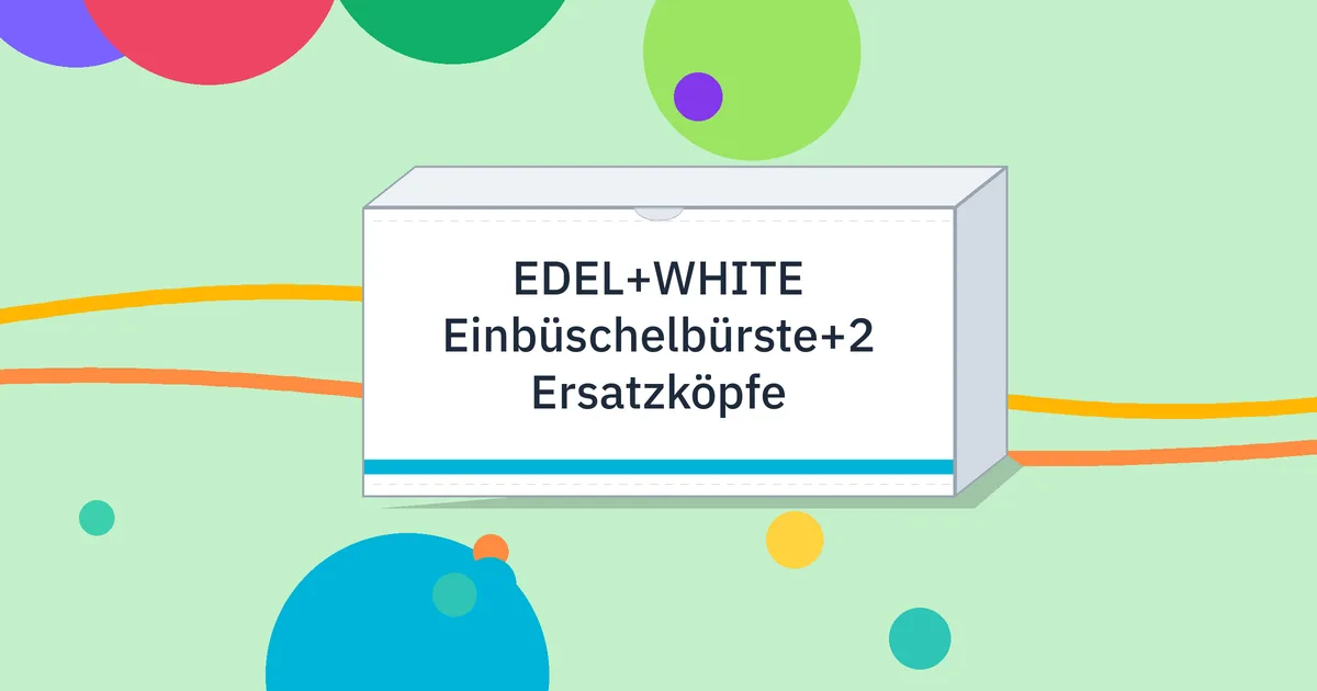 Symbolbild: Packung mit der Aufschrift EDEL+WHITE Einbüschelbürste+2 Ersatzköpfe (PZN 19232977) – Verfügbarkeit und Bezug in Apotheken in Frankfurt am Main