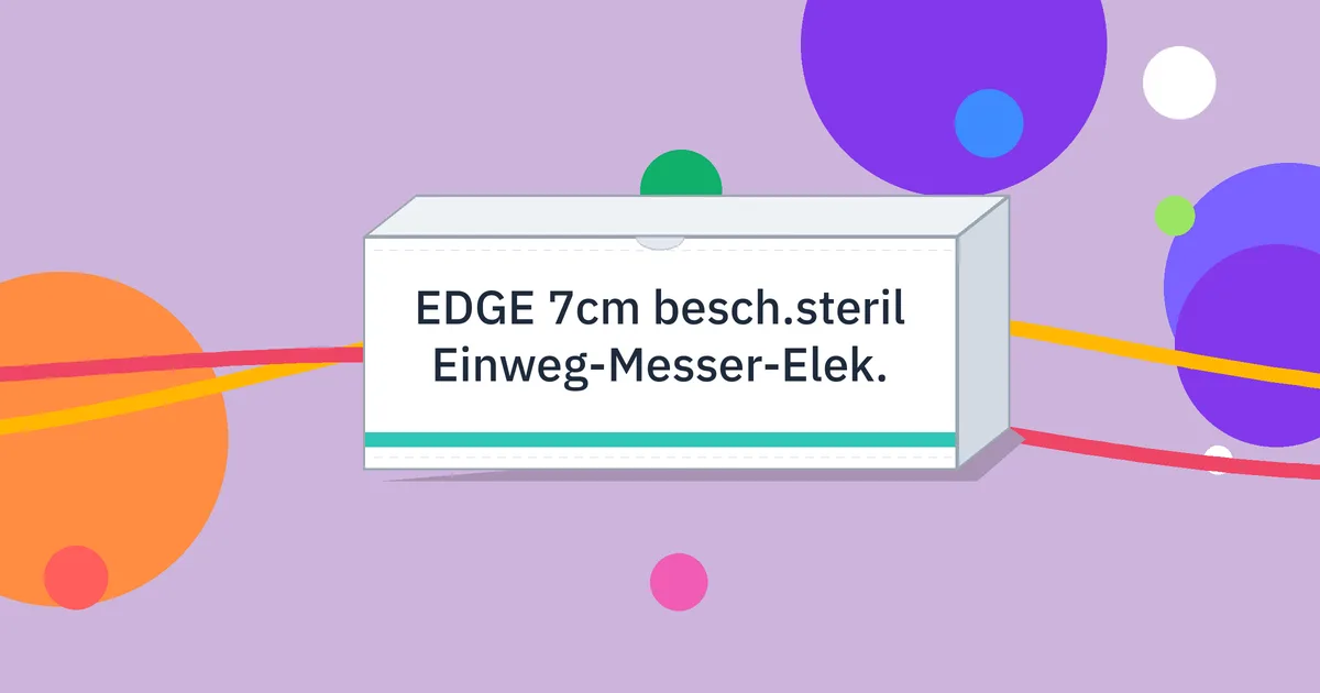 Symbolbild: Packung mit der Aufschrift EDGE 7cm besch.steril Einweg-Messer-Elek. (PZN 16050595) – Verfügbarkeit und Bezug in Apotheken in Frankfurt am Main