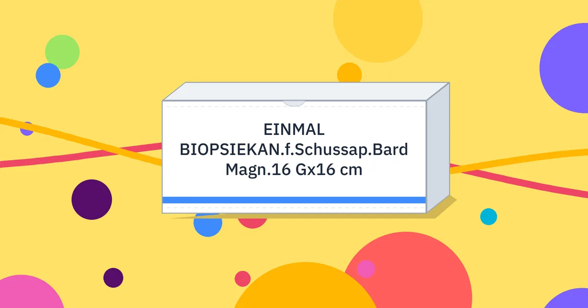 Symbolbild: Packung mit der Aufschrift EINMAL BIOPSIEKAN.f.Schussap.Bard Magn.16 Gx16 cm (PZN 00283759) – Verfügbarkeit und Bezug in Apotheken in Frankfurt am Main