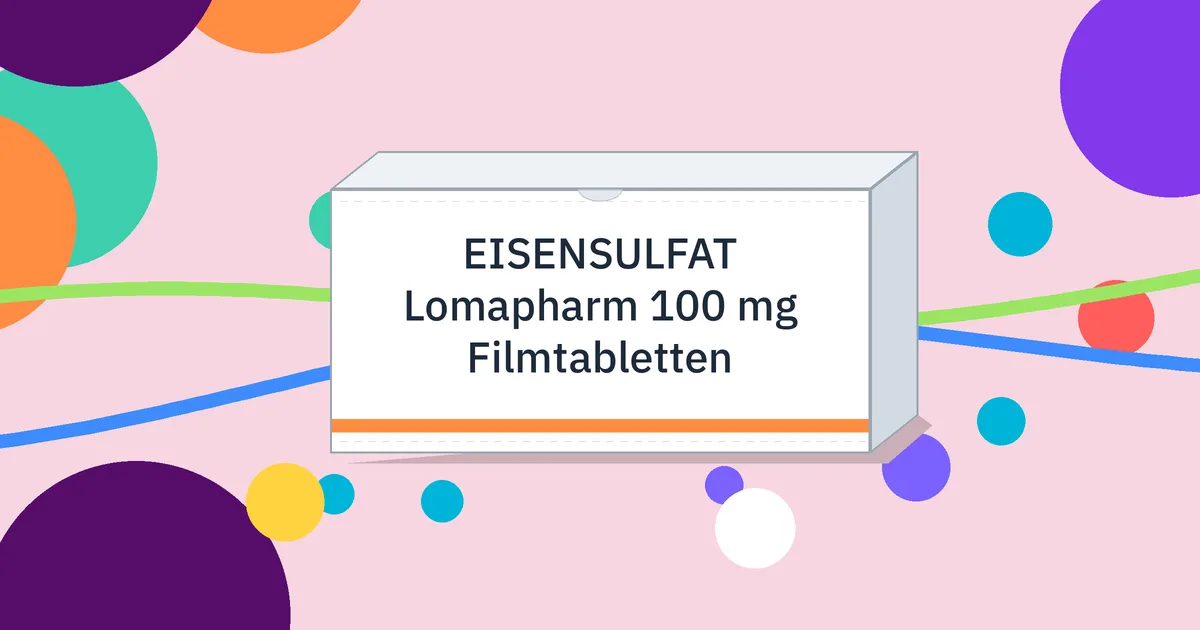 Symbolbild: Packung mit der Aufschrift EISENSULFAT Lomapharm 100 mg Filmtabletten (PZN 01713417) – Verfügbarkeit und Bezug in Apotheken in Frankfurt am Main