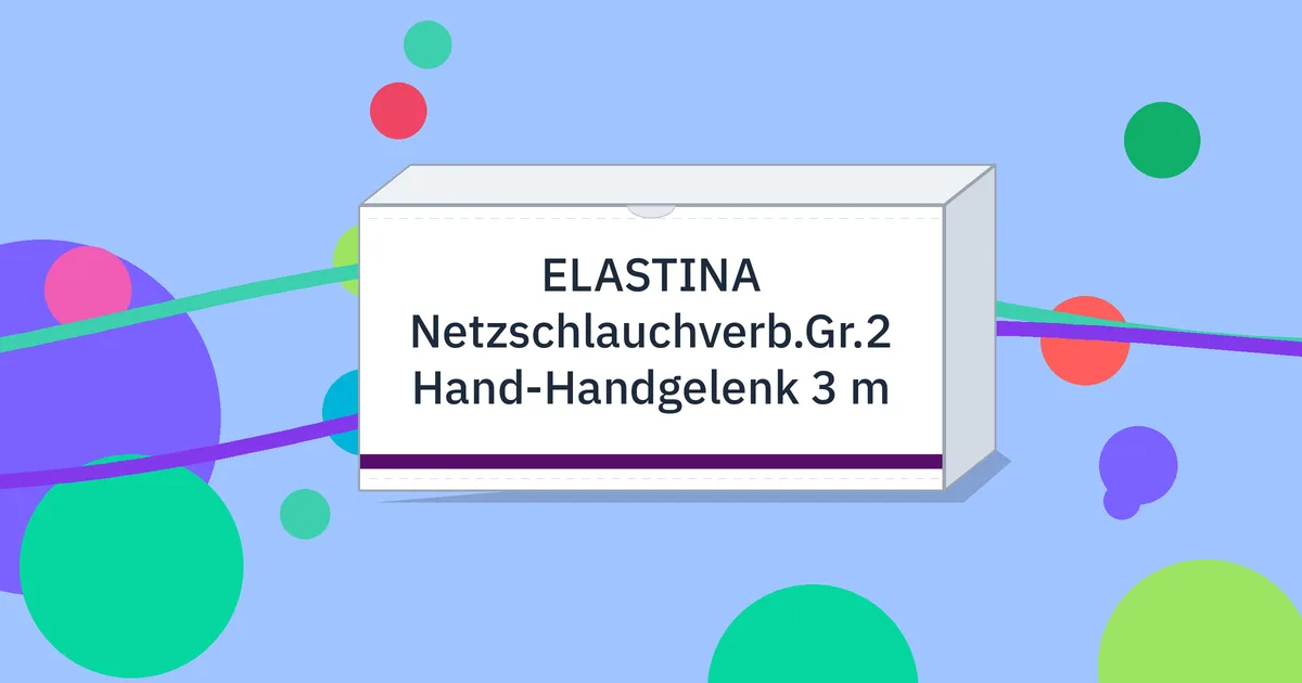 Symbolbild: Packung mit der Aufschrift ELASTINA Netzschlauchverb.Gr.2 Hand-Handgelenk 3 m (PZN 20128274) – Verfügbarkeit und Bezug in Apotheken in Frankfurt am Main