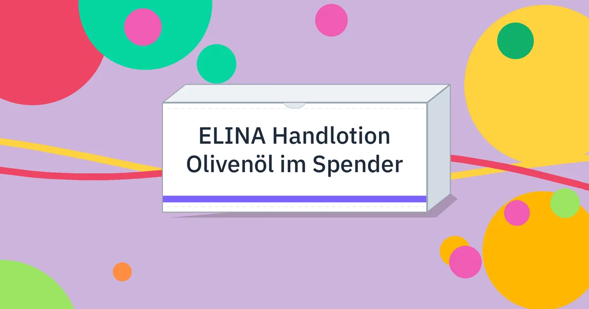 Symbolbild: Packung mit der Aufschrift ELINA Handlotion Olivenöl im Spender (PZN 11521759) – Verfügbarkeit und Bezug in Apotheken in Frankfurt am Main