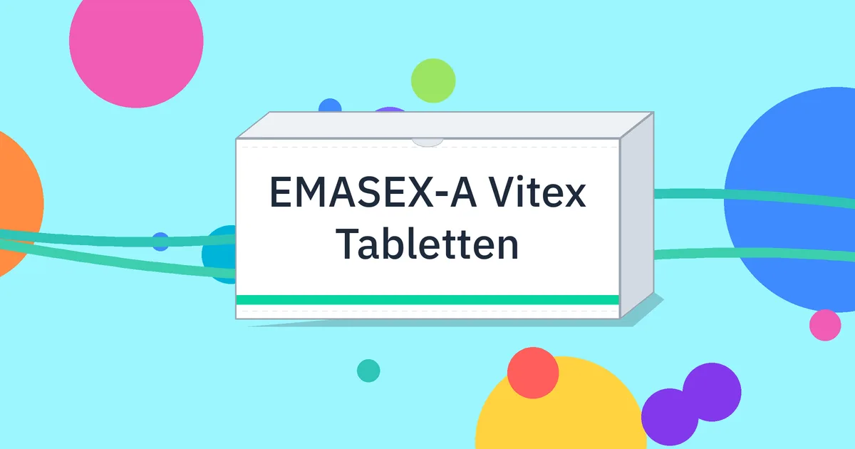 Symbolbild: Packung mit der Aufschrift EMASEX-A Vitex Tabletten (PZN 01439732) – Verfügbarkeit und Bezug in Apotheken in Frankfurt am Main