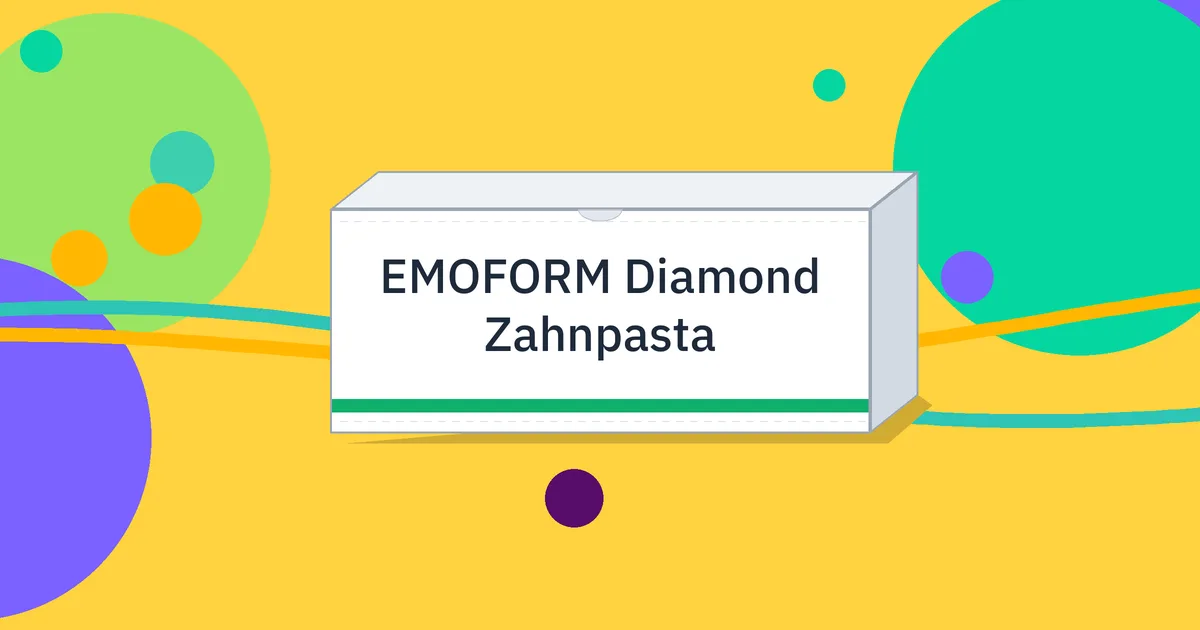 Symbolbild: Packung mit der Aufschrift EMOFORM Diamond Zahnpasta (PZN 16141228) – Verfügbarkeit und Bezug in Apotheken in Frankfurt am Main