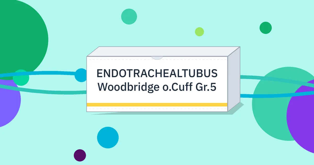 Symbolbild: Packung mit der Aufschrift ENDOTRACHEALTUBUS Woodbridge o.Cuff Gr.5 (PZN 04883657) – Verfügbarkeit und Bezug in Apotheken in Frankfurt am Main