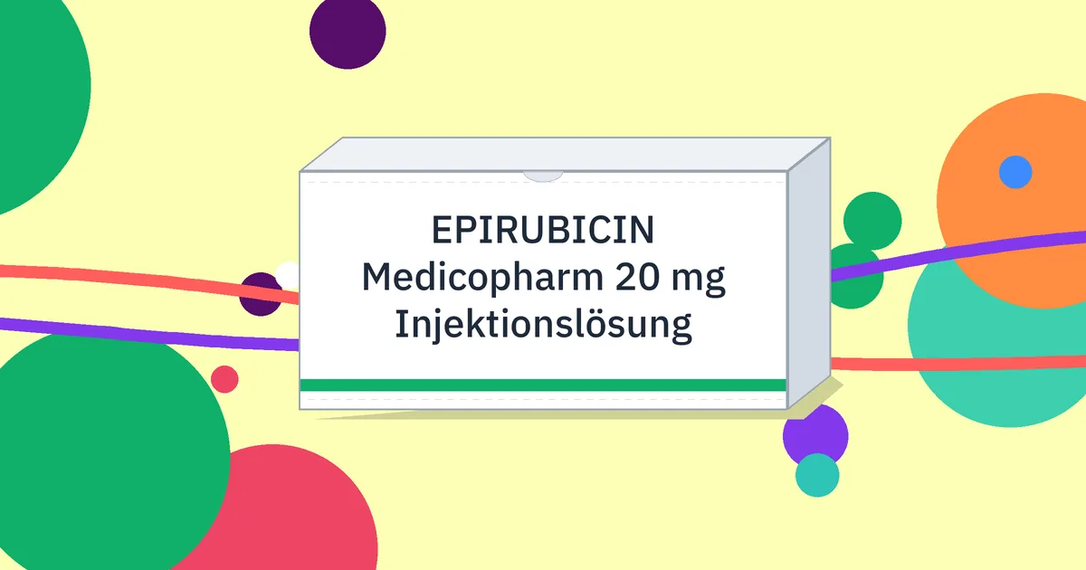 Symbolbild: Packung mit der Aufschrift EPIRUBICIN Medicopharm 20 mg Injektionslösung (PZN 05351684) – Verfügbarkeit und Bezug in Apotheken in Frankfurt am Main