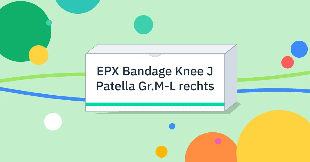 Symbolbild: Packung mit der Aufschrift EPX Bandage Knee J Patella Gr.M-L rechts (PZN 07640240) – Verfügbarkeit und Bezug in Apotheken in Frankfurt am Main