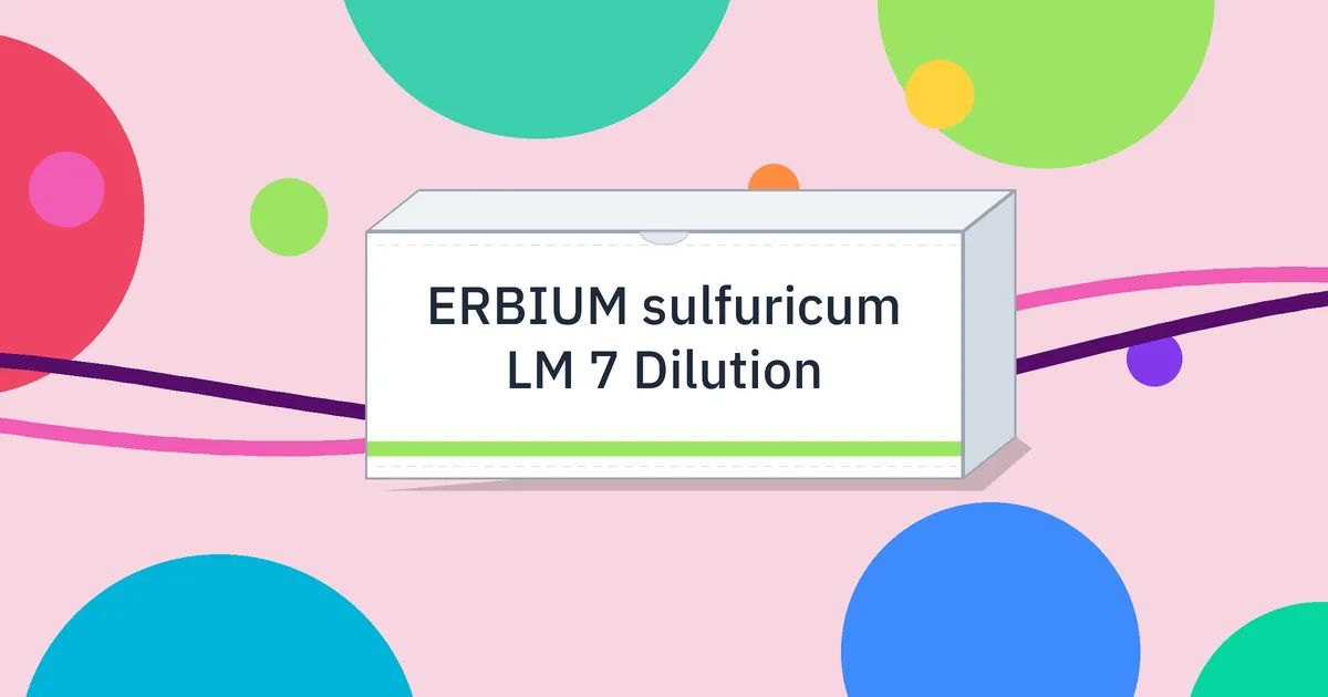 Symbolbild: Packung mit der Aufschrift ERBIUM sulfuricum LM 7 Dilution (PZN 13473852) – Verfügbarkeit und Bezug in Apotheken in Frankfurt am Main