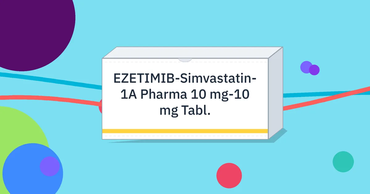 Symbolbild: Packung mit der Aufschrift EZETIMIB-Simvastatin-1A Pharma 10 mg-10 mg Tabl. (PZN 13592054) – Verfügbarkeit und Bezug in Apotheken in Frankfurt am Main