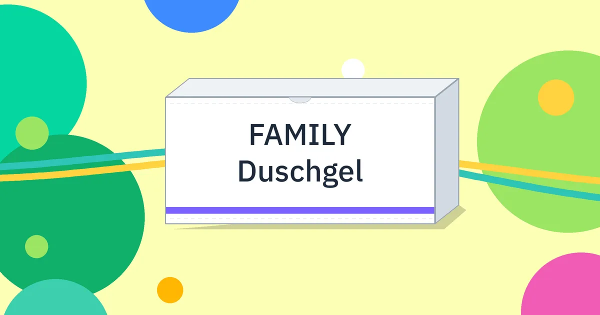 Symbolbild: Packung mit der Aufschrift FAMILY Duschgel (PZN 10393408) – Verfügbarkeit und Bezug in Apotheken in Frankfurt am Main
