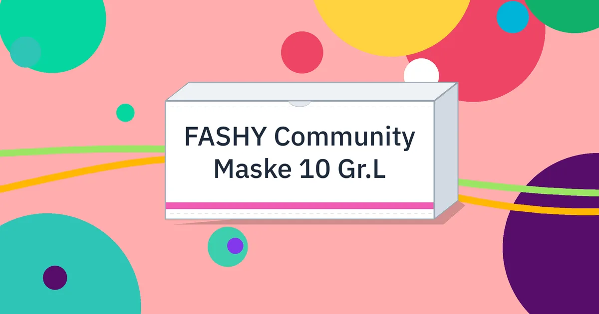 Symbolbild: Packung mit der Aufschrift FASHY Community Maske 10 Gr.L (PZN 16867586) – Verfügbarkeit und Bezug in Apotheken in Frankfurt am Main