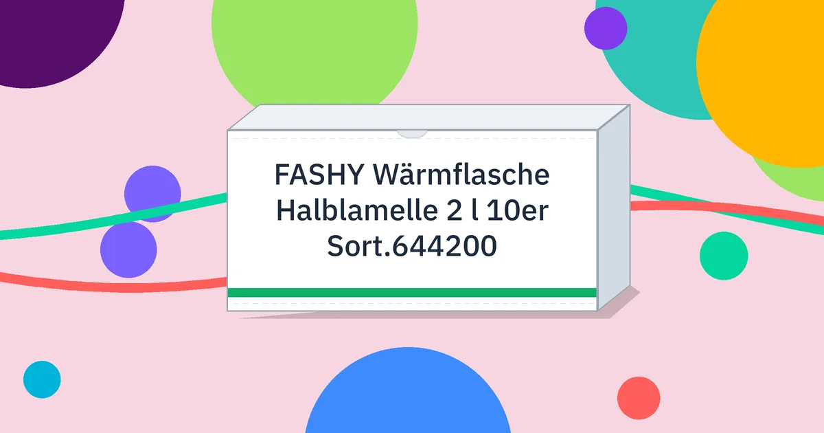 Symbolbild: Packung mit der Aufschrift FASHY Wärmflasche Halblamelle 2 l 10er Sort.644200 (PZN 17246277) – Verfügbarkeit und Bezug in Apotheken in Frankfurt am Main