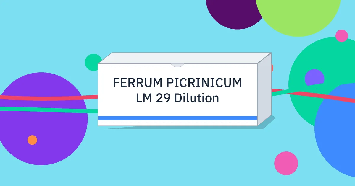 Symbolbild: Packung mit der Aufschrift FERRUM PICRINICUM LM 29 Dilution (PZN 12852754) – Verfügbarkeit und Bezug in Apotheken in Frankfurt am Main