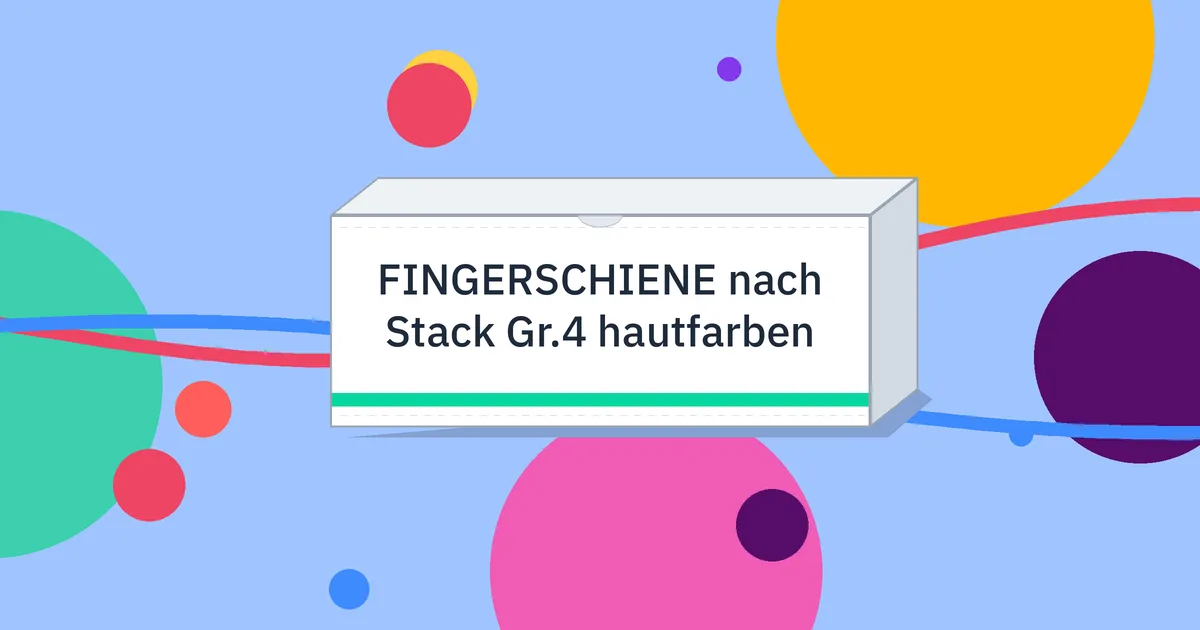 Symbolbild: Packung mit der Aufschrift FINGERSCHIENE nach Stack Gr.4 hautfarben (PZN 10214044) – Verfügbarkeit und Bezug in Apotheken in Frankfurt am Main