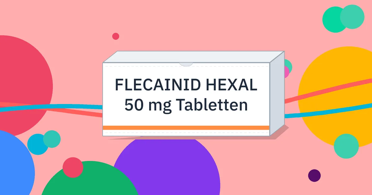 Symbolbild: Packung mit der Aufschrift FLECAINID HEXAL 50 mg Tabletten (PZN 00647144) – Verfügbarkeit und Bezug in Apotheken in Frankfurt am Main
